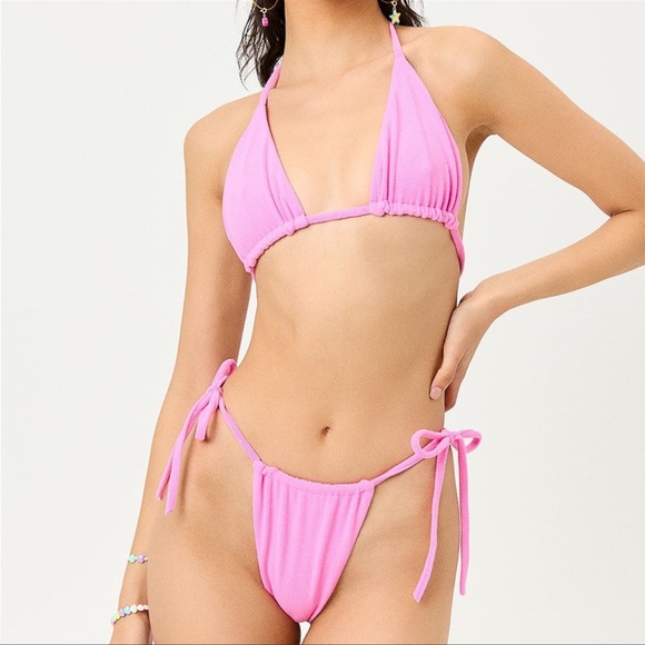 Frankie's Bikinis | Swim | New Frankies Bikinis X Naomi Tia Terry String Bikini Bottom Pink ...